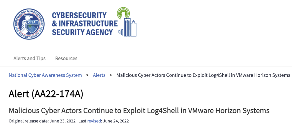 CISA と CGCYBER の Log4Shell 共同勧告：依然として VMware Server はハッキング対象 – IoT OT Security News