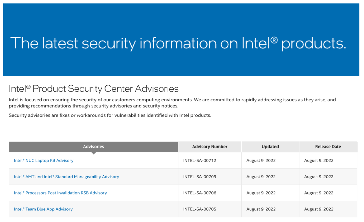 Intel ファームウェア／管理ソフトウェアにおける約 60件の脆弱性が FIX – IoT OT Security News