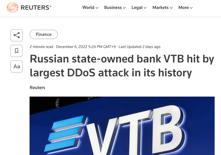 ロシアの VTB 銀行で史上最大の DDoS：自国の IP アドレスからも攻撃 – IoT OT Security News