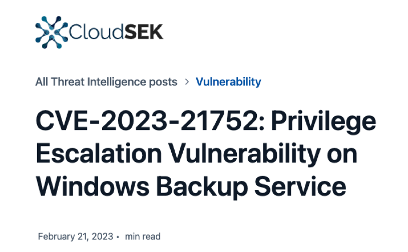 Windows の脆弱性 CVE-2023-21752 の悪用を確認：直ちに パッチ適用を！ – IoT OT Security News