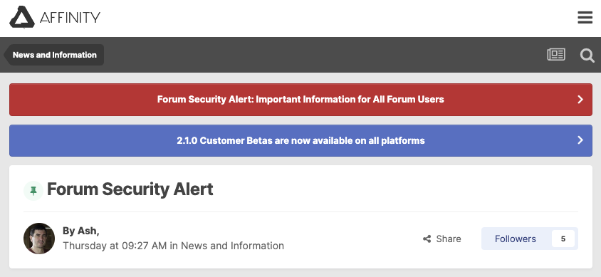 Affinity のフォーラムでデータ侵害が発生：管理者アカウントが侵入経路 – IoT OT Security News