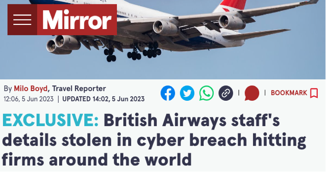 British Airways／BBC などでデータ侵害が発生：MOVEit @ Zellis の脆弱性悪用が原因 – IoT OT ...