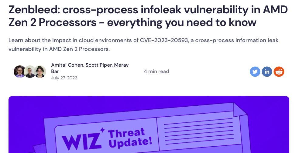 AWS 環境の 62% が Zenbleed 脆弱性の影響を受ける：修正を急ぐ AMD – IoT OT Security News
