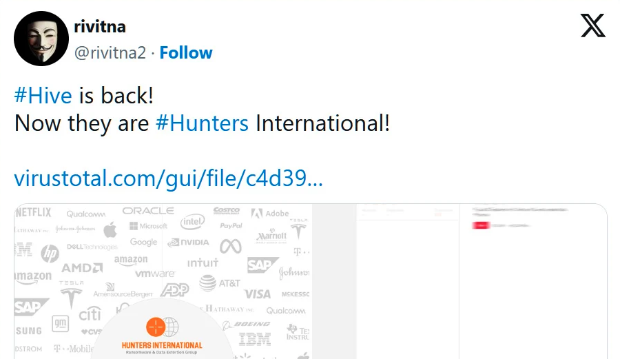 Hunters International という新たな RaaS：Hive からソースコードを購入したと主張 – IoT OT ...
