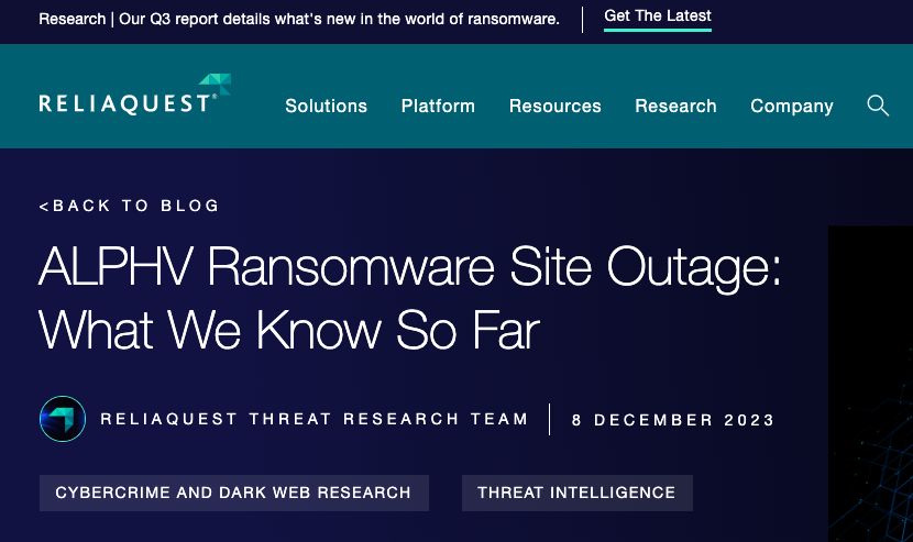ALPHV／BlackCat のサイトがシャットダウン：法的執行機関による対応か？ – IoT OT Security News
