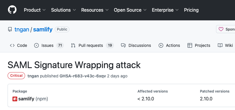samlify SAML ライブラリの脆弱性 CVE-2025-47949 が FIX：SSW 攻撃ベクターの発生とエンタープライズへの影響 ...
